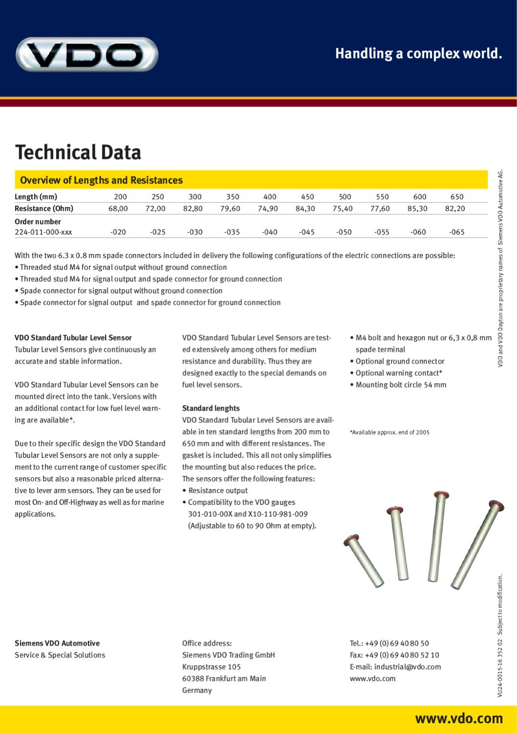 /VDO%20Tubular%20Fuel%20Level%20Sensors by howard instruments - Issuu