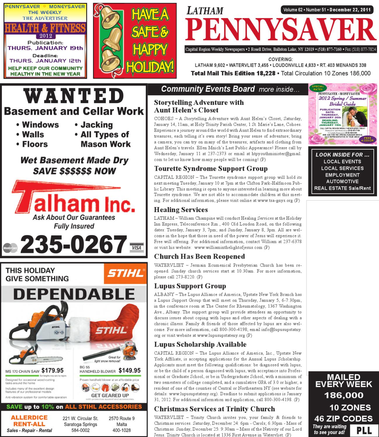 Latham Pennysaver 122211 by Capital Region Weekly Newspapers - Issuu