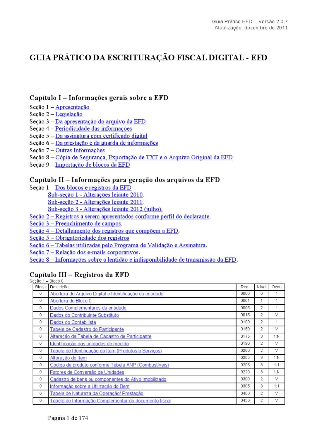 SPED: EFD ICMS/IPI: Guia Prático versão 2.0.7 by Roberto Duarte - Issuu