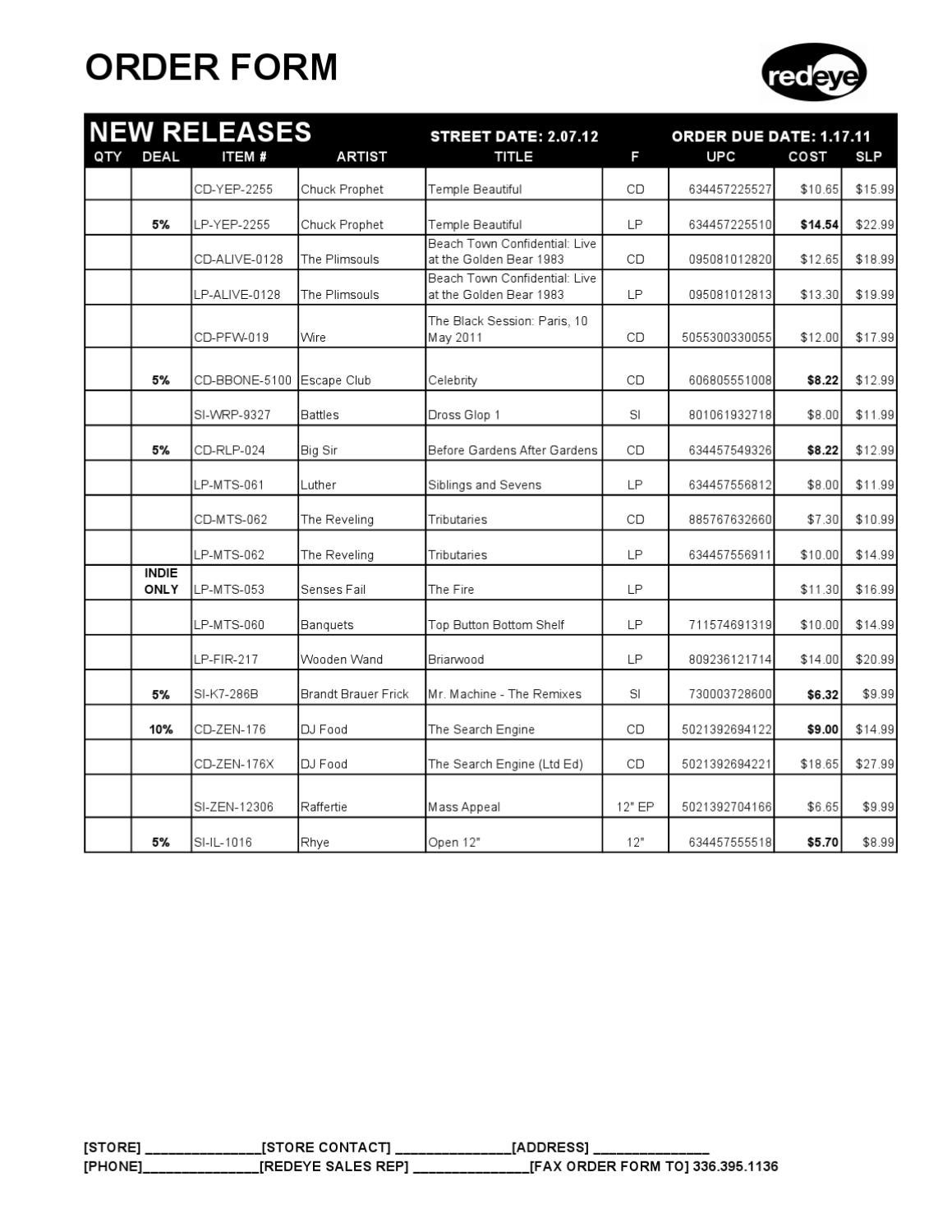 2-07 NRB Order Form by Redeye - Issuu