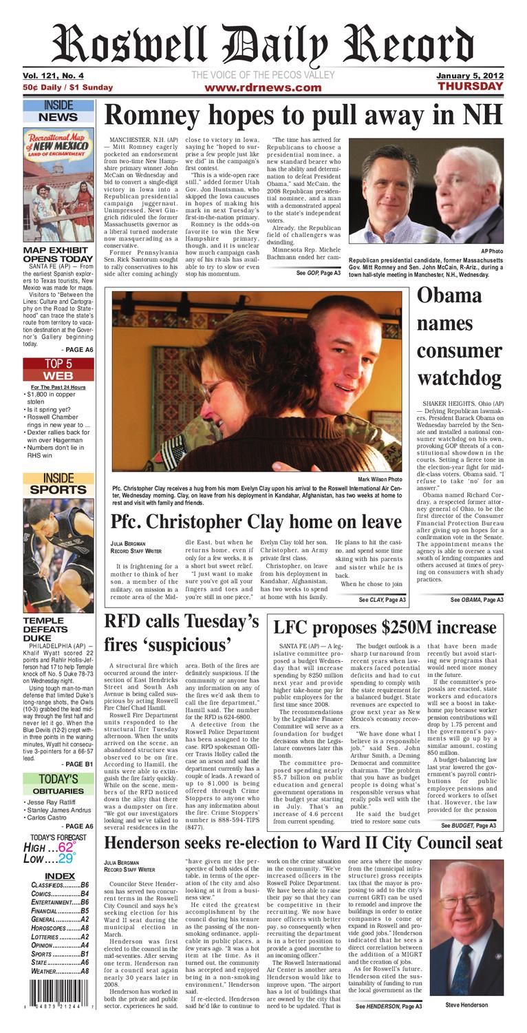 01-05-12 RDR NEWS by Roswell Daily Record - Issuu