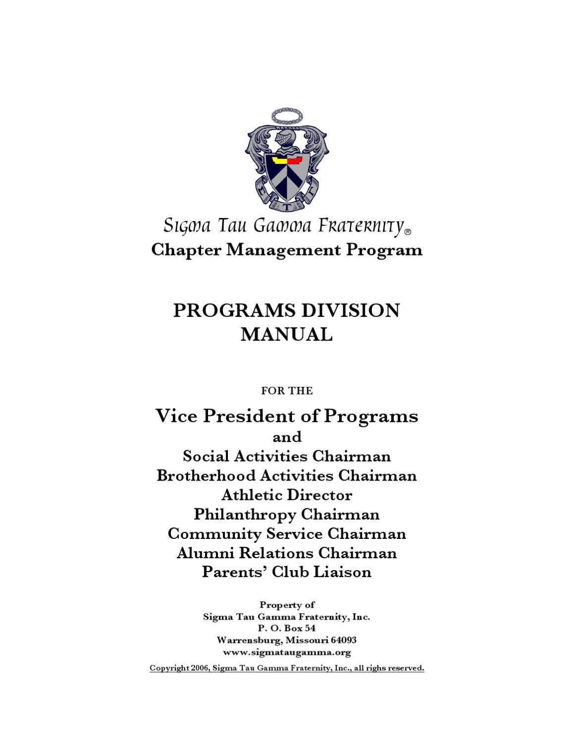 Program Division Manual by Sigma Tau Gamma Fraternity - Issuu