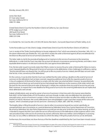 Letter To Judge Koh Re Order Of Dismissal Error By James Bush Issuu