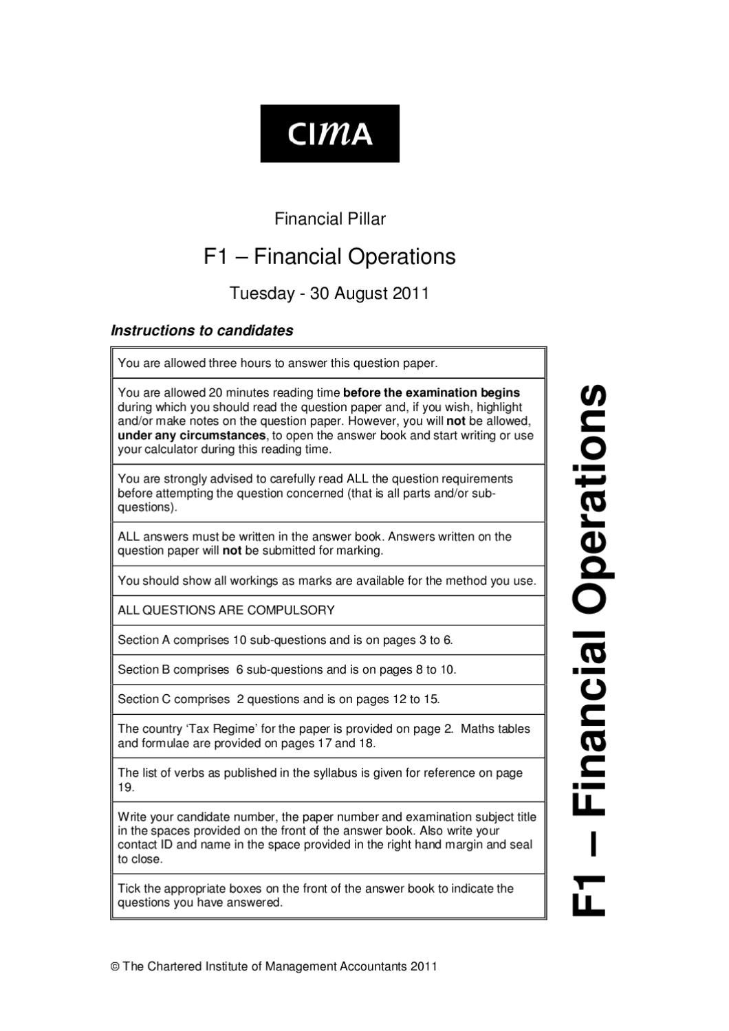 F1 – Financial Operations - Sept 2011 by Chartered Institute of ...