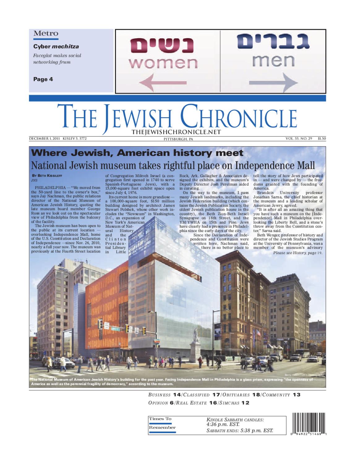 The Jewish Chronicle December 1, 2011 by Pittsburgh Jewish Chronicle ...