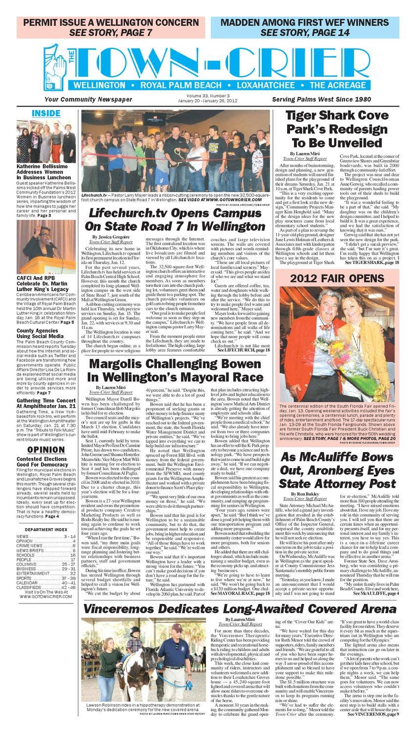 TOWN-CRIER NEWSPAPER JANUARY 20,2012 by Wellington The Magazine LLC - Issuu