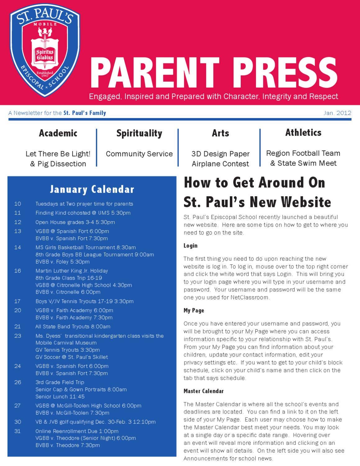 January Parent Press by St. Paul's Episcopal School - Issuu