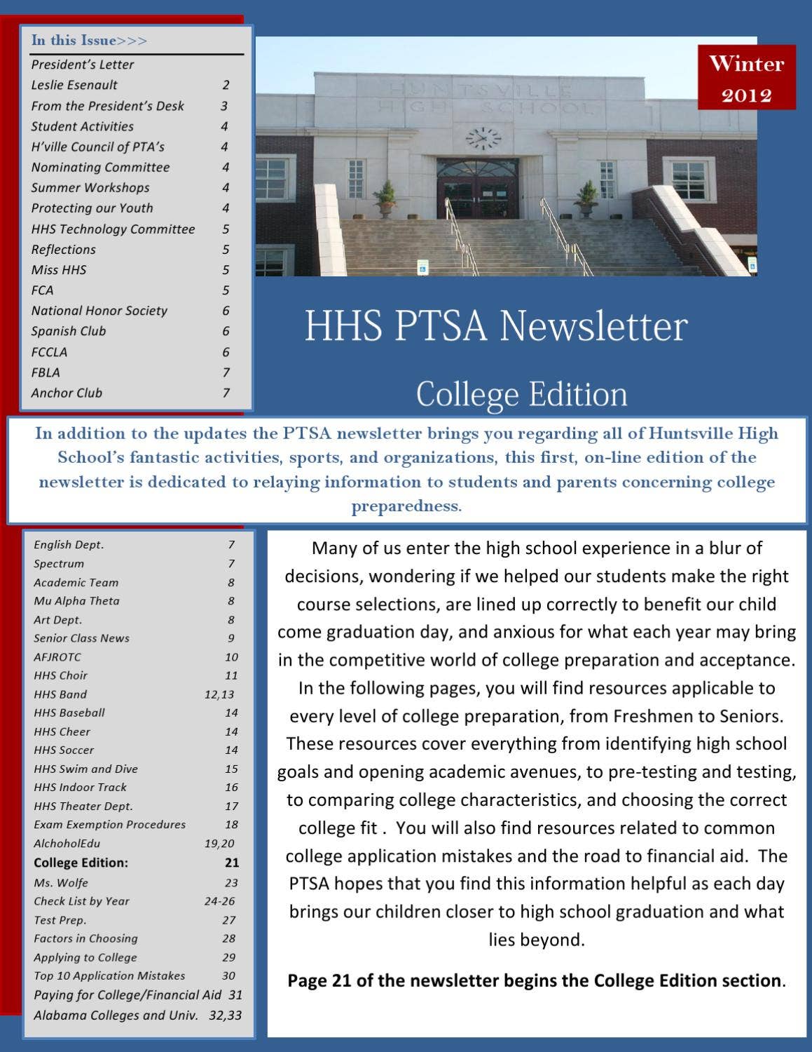 HHS PTSA - Winter Newsletter 2012 by Cedar Hills Media & Marketing - Issuu