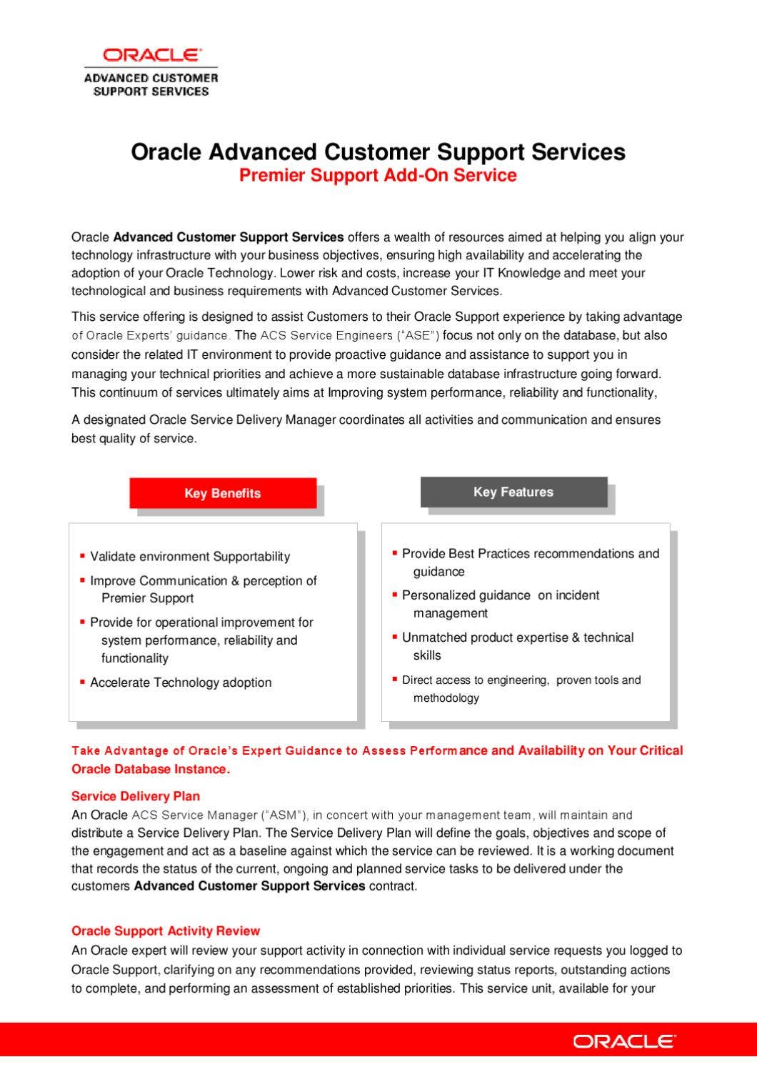 Oracle ACS add-on Services for Premier Support Customers by Nikos ...