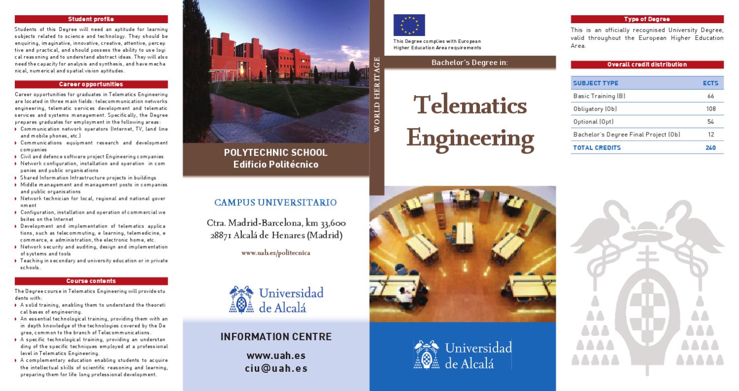 Bachelor’s Degree in Telematics Engineering by Universidad de Alcalá ...