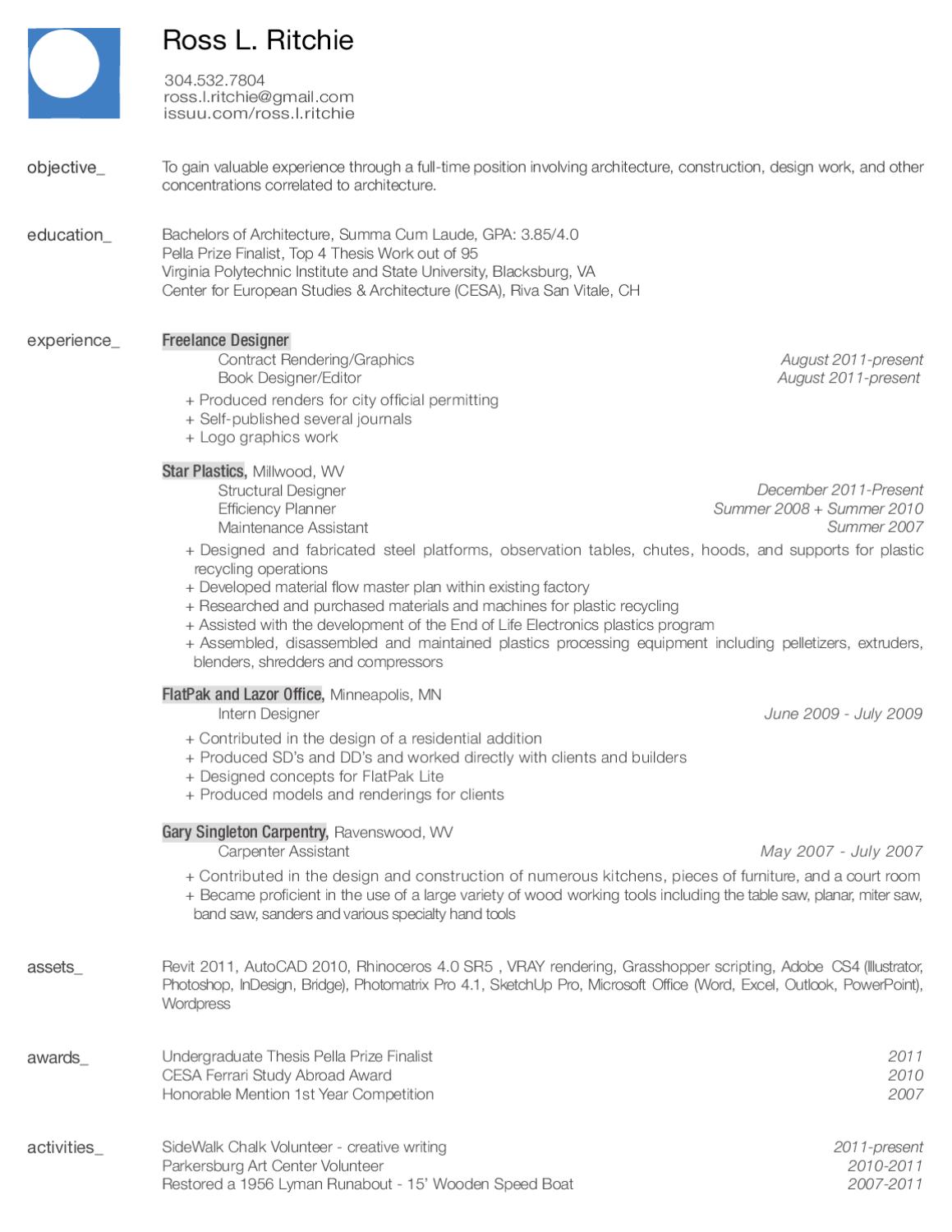 Resume by Ross Ritchie - Issuu