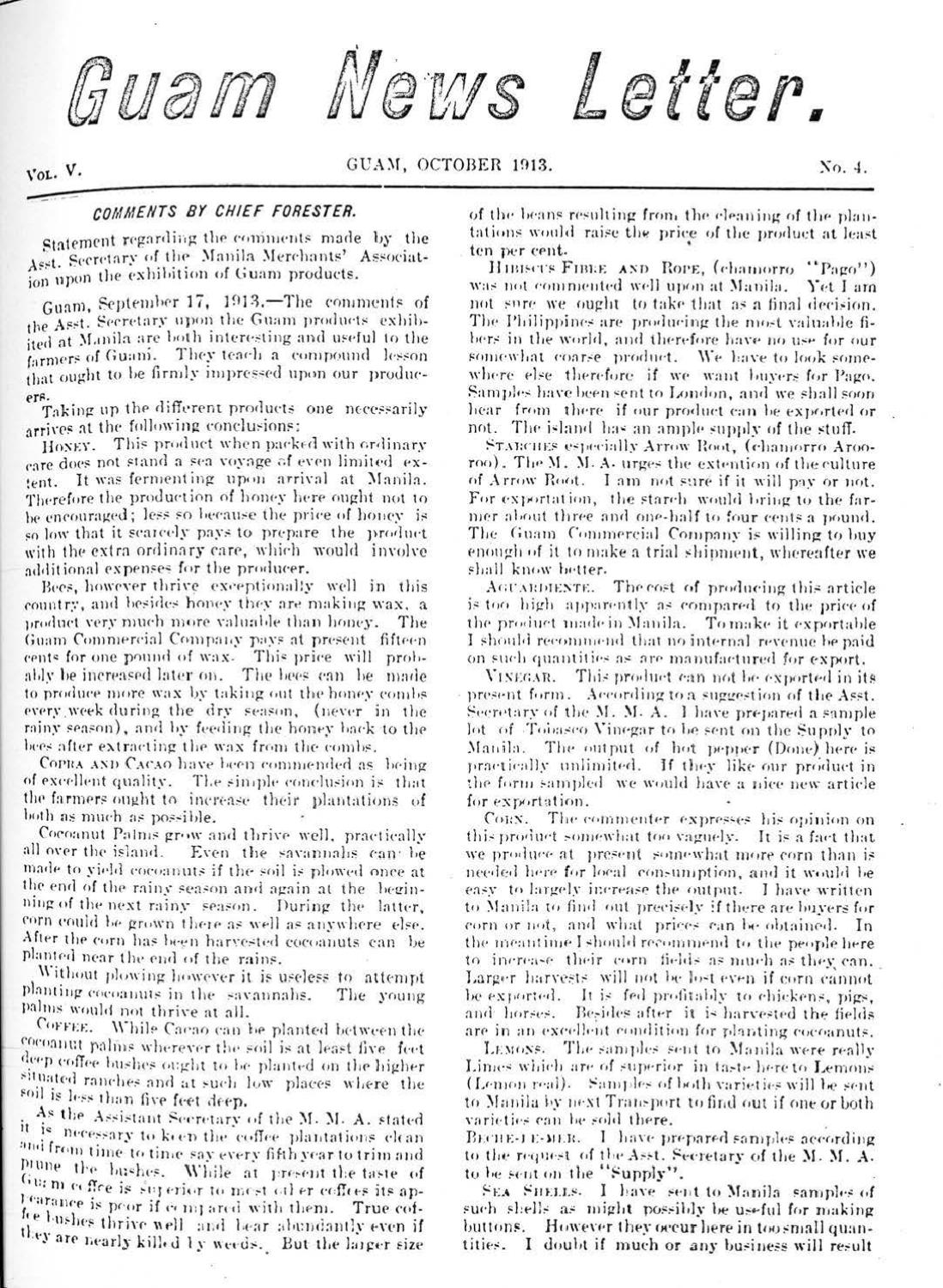 1913 Oct. Guam News Letter Vol. 5 No. 4 by MARC - Issuu