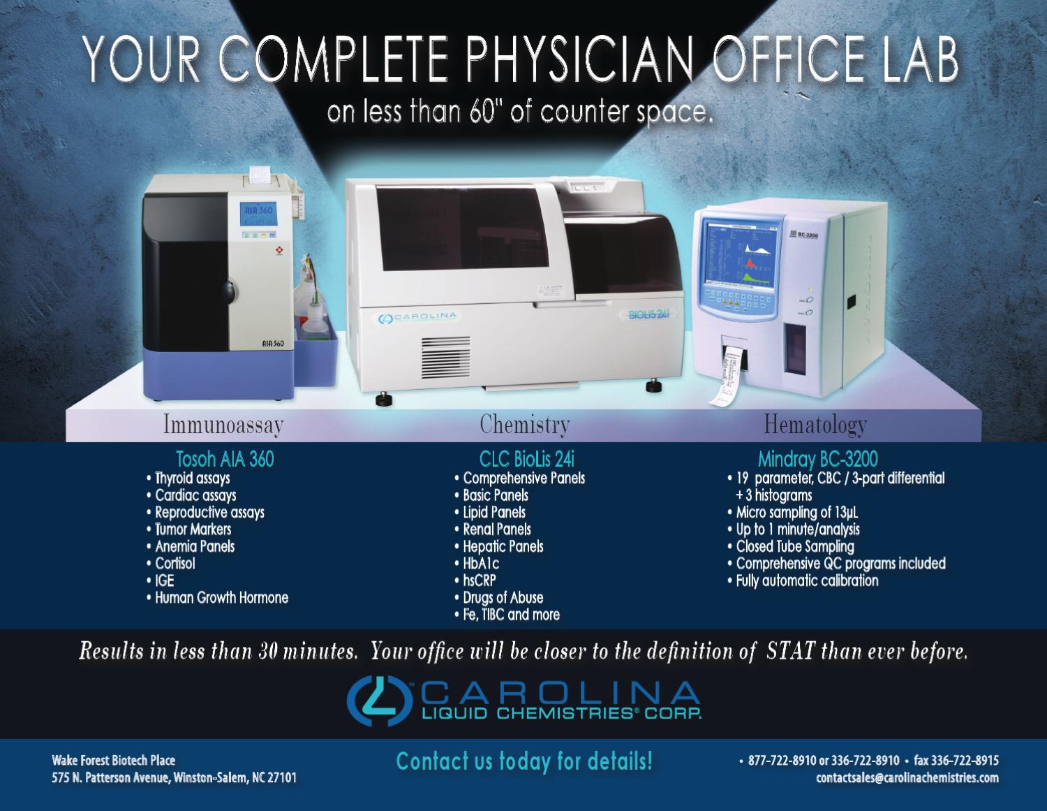 Carolina Chemistries: BioLis24i: Complete Physician Lab by Patricia ...
