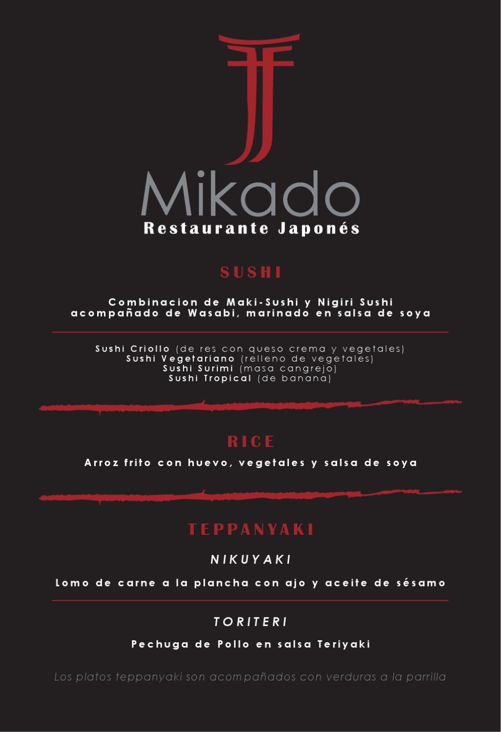 Menu MIKADO- Español by Patricia Guzmán - Issuu