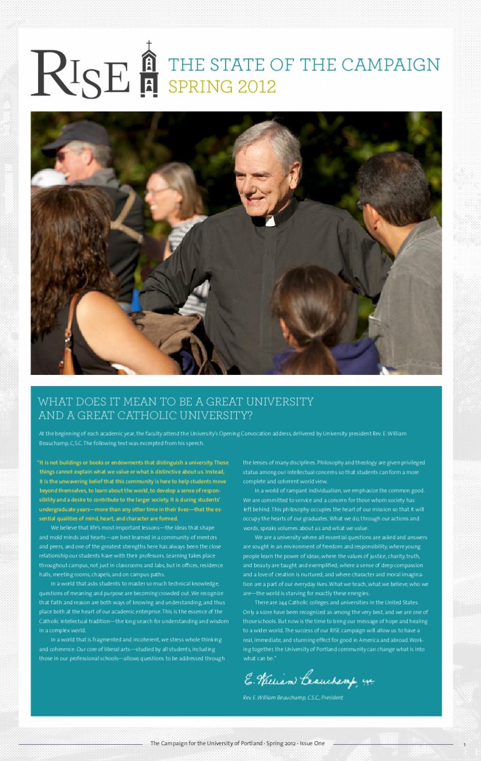 Rise Campaign Newsletter Spring 2012 by University of Portland - Issuu
