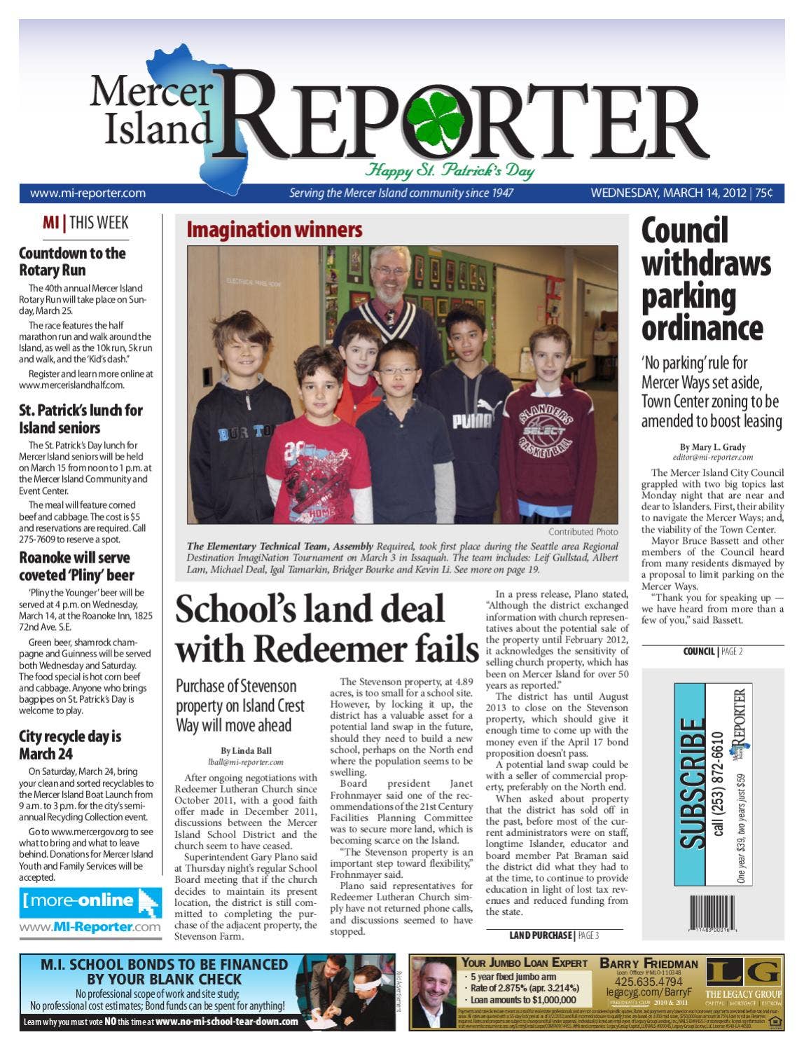 Mercer Island Reporter, March 14, 2012 by Sound Publishing - Issuu