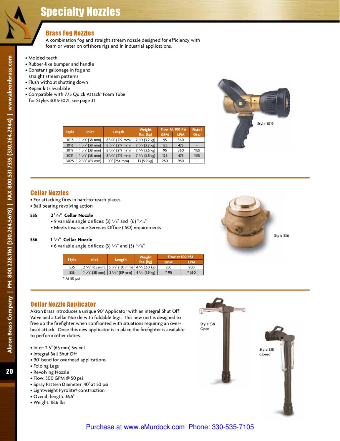 Akron Brass Fire Hose Fittings Adapters Nozzles Department Monitors ...
