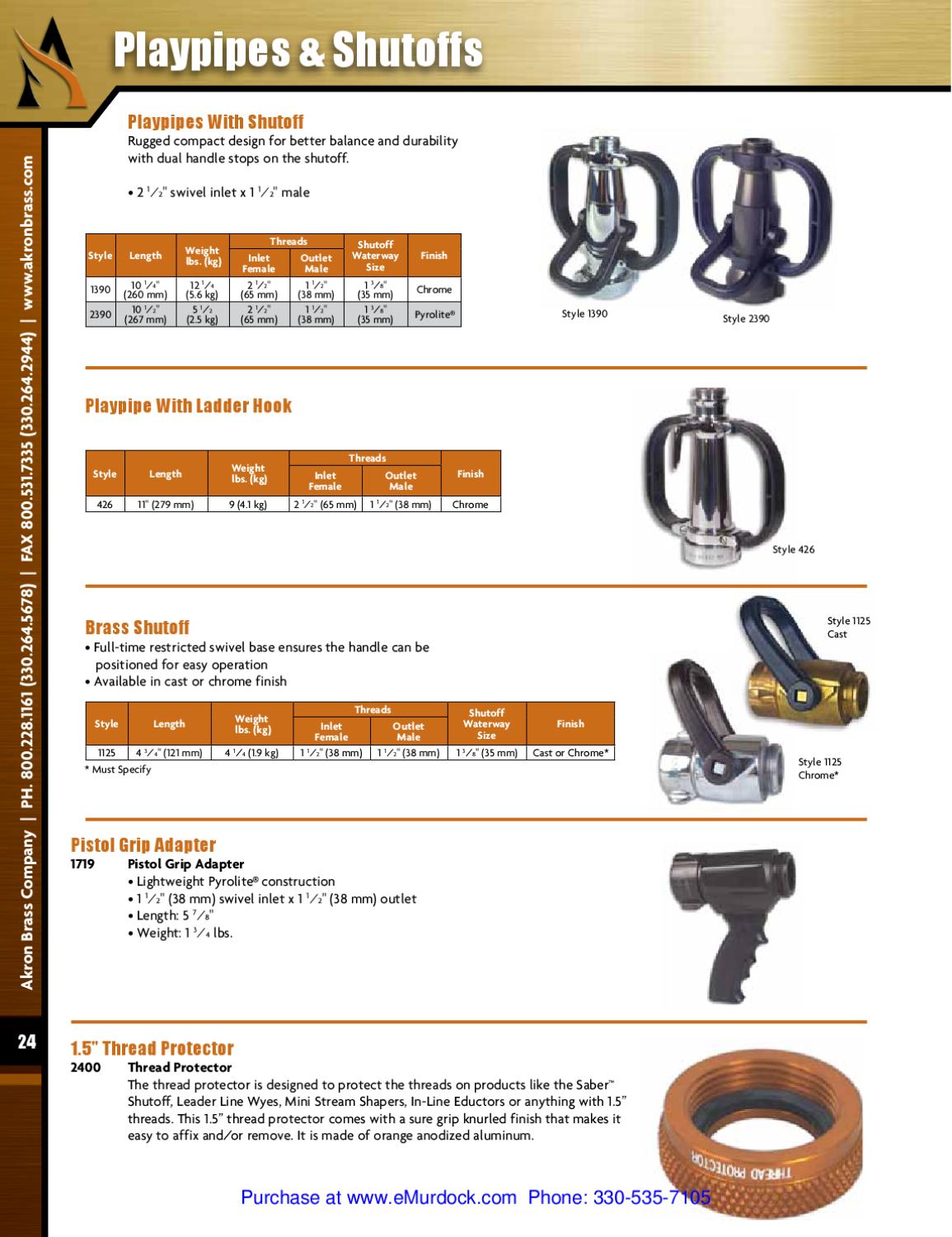 Akron Brass Fire Hose Fittings Adapters Nozzles Department Monitors ...