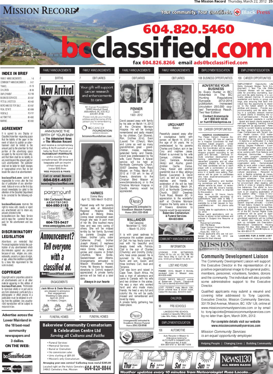 Mission City Record, March 22, 2012 by Black Press Media Group - Issuu