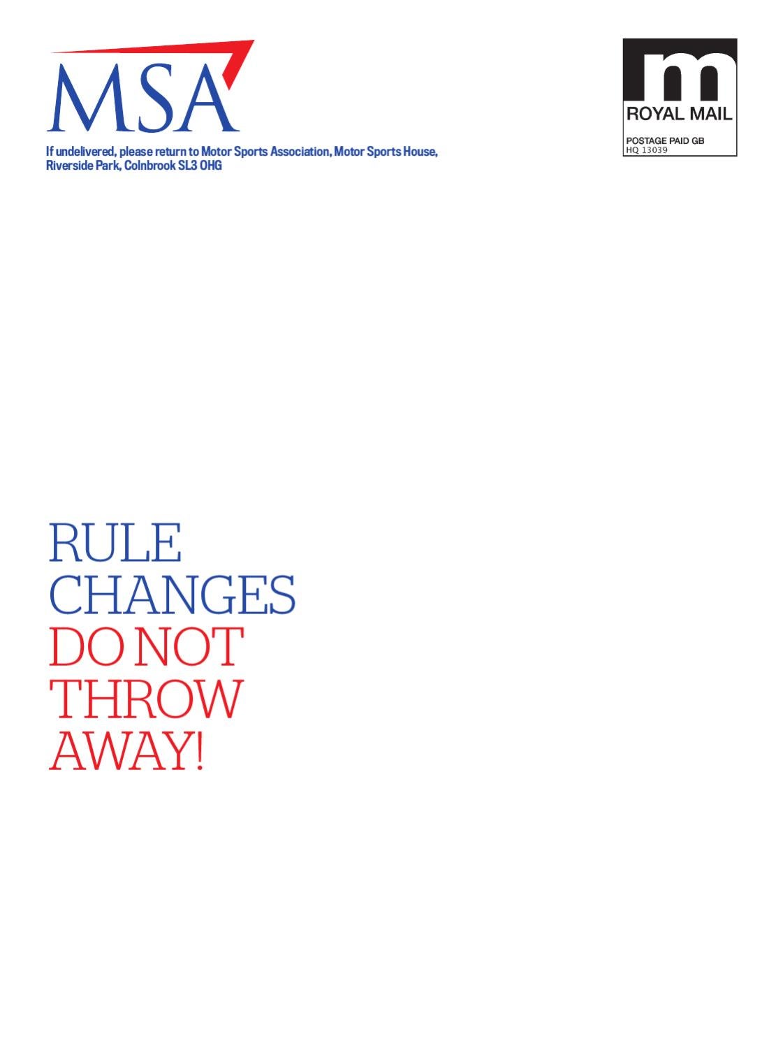 MSA Rule Changes Spring 2012 by Motorsport UK - Issuu