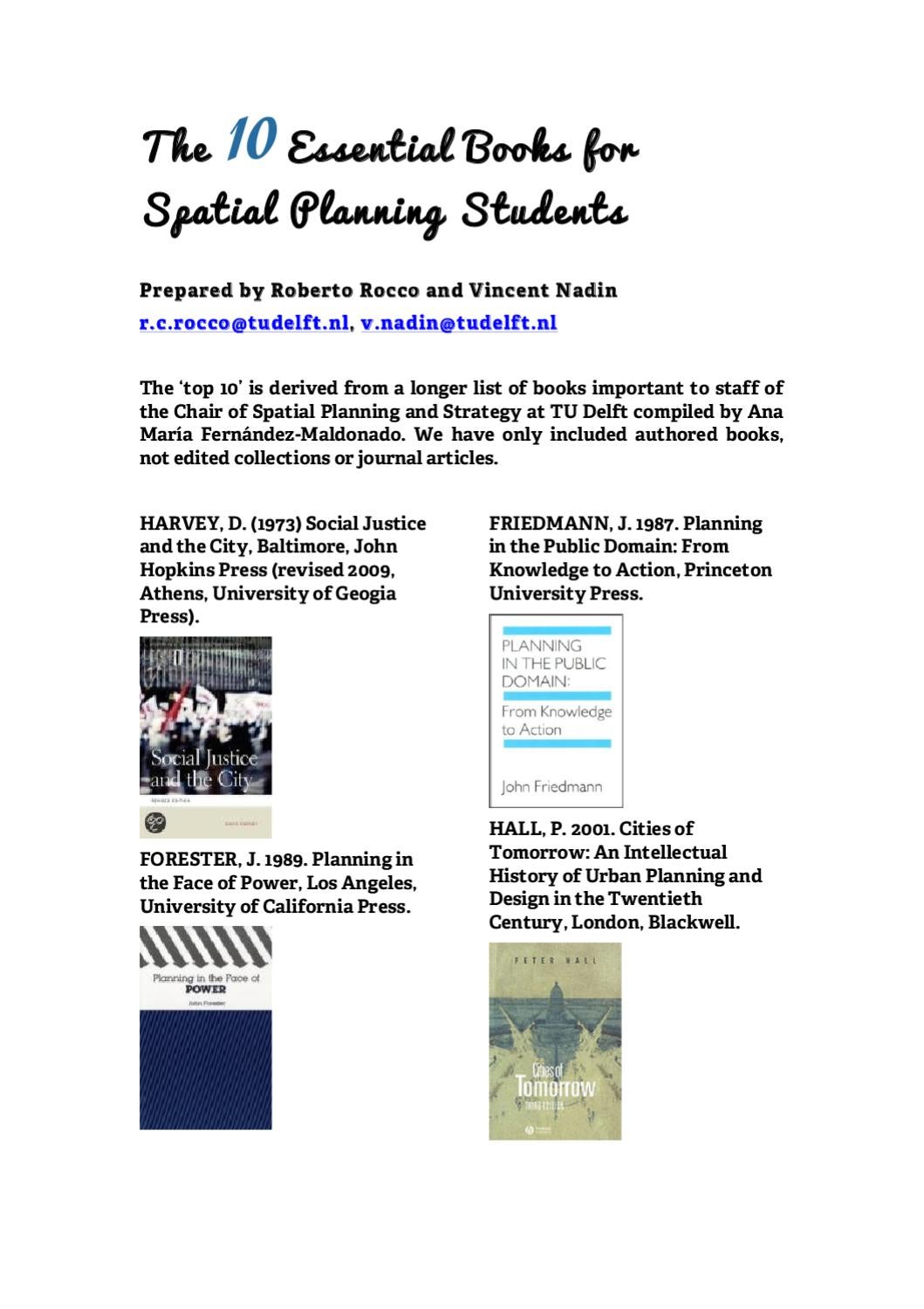 The 10 Essential Books for Spatial Planning Students by Roberto Rocco ...