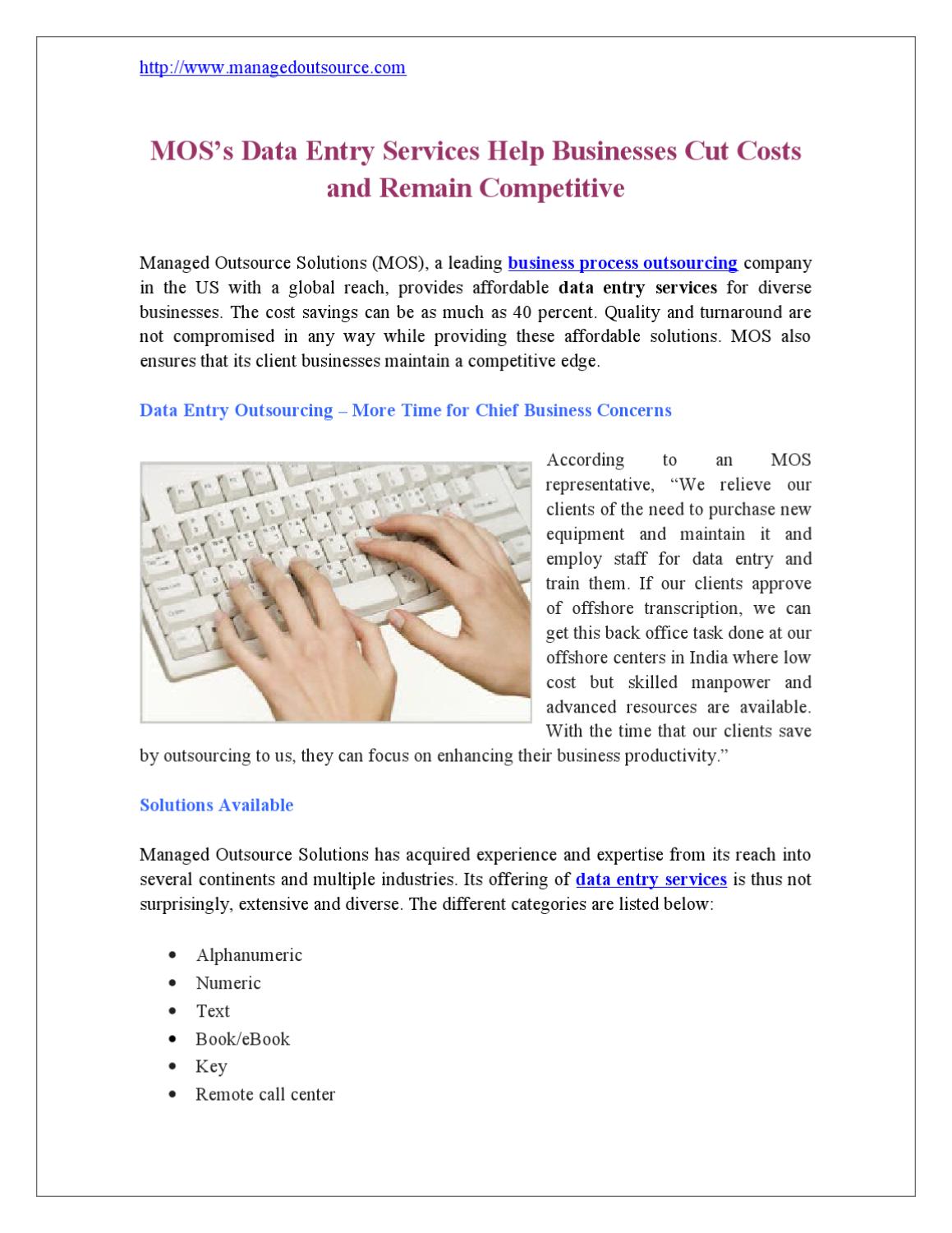MOS’s Data Entry Services Help Businesses Cut Costs and Remain ...