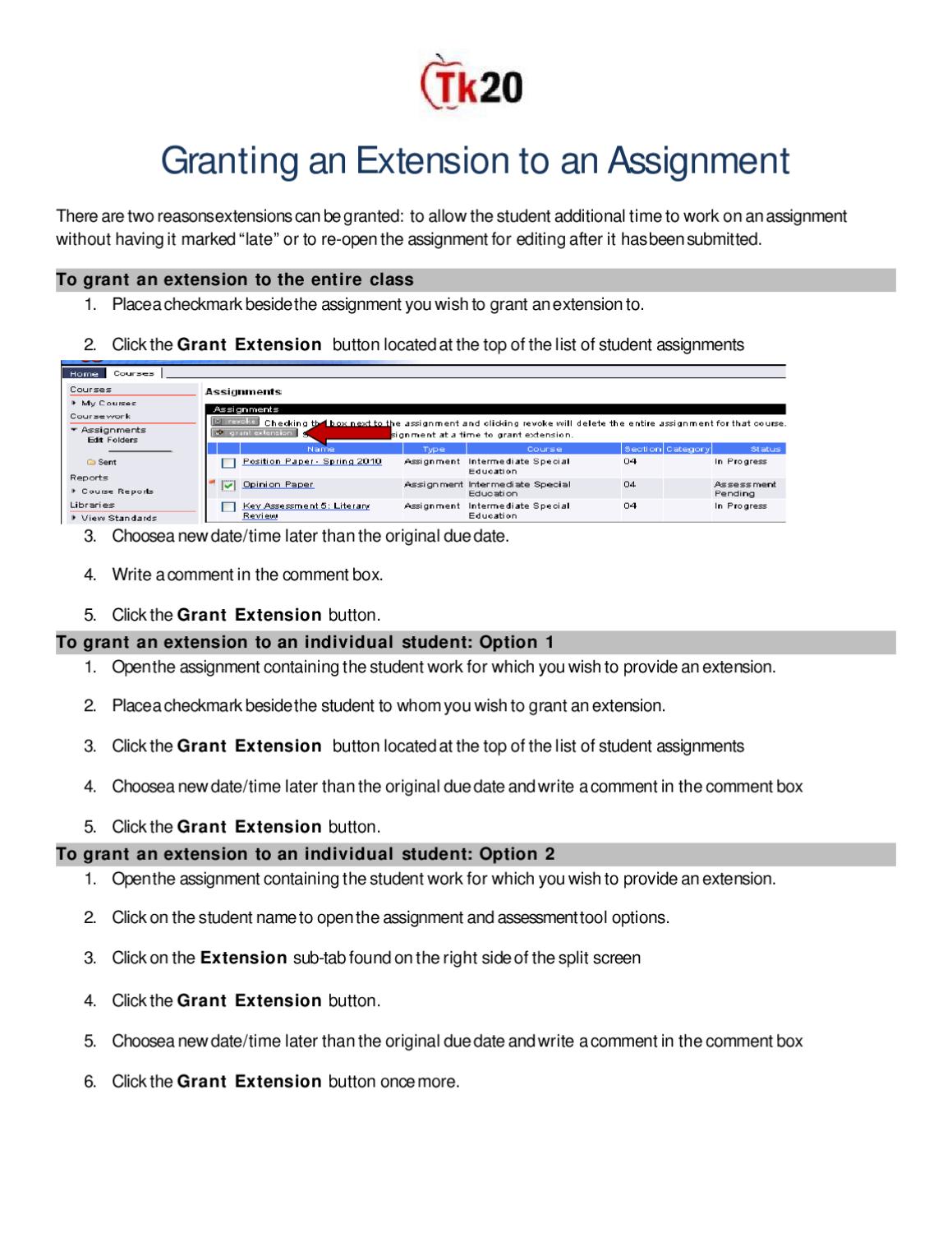 Faculty: Granting an Extension to an Assignment by Hofstra University ...