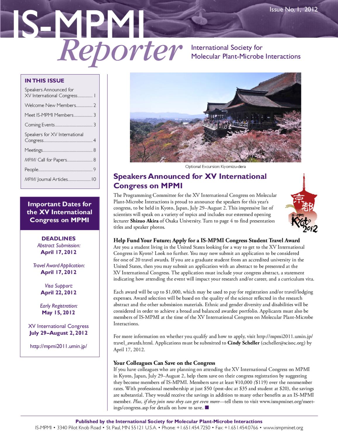 IS-MPMI Reporter Issue #1 2012 by Scientific Societies - Issuu