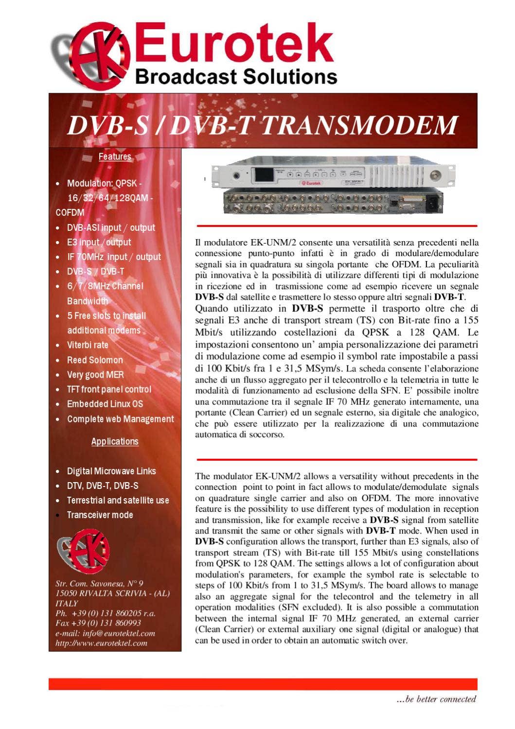Eurotek DVB-S / DVB-T TRANSMODEM by MonitoR magazine - Issuu