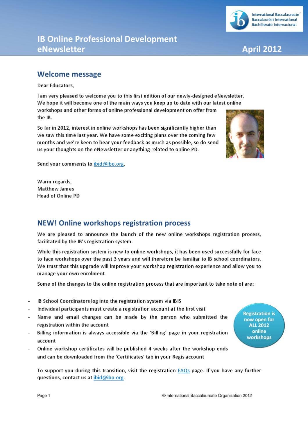 IB Online Professional Development eNewsletter - April 2012 by ...