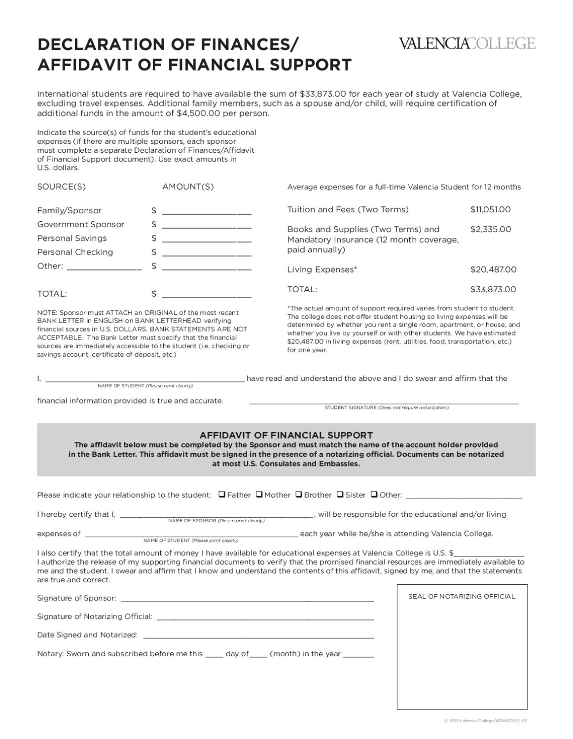 /DeclarationofFinancesForm by Valencia College - Issuu
