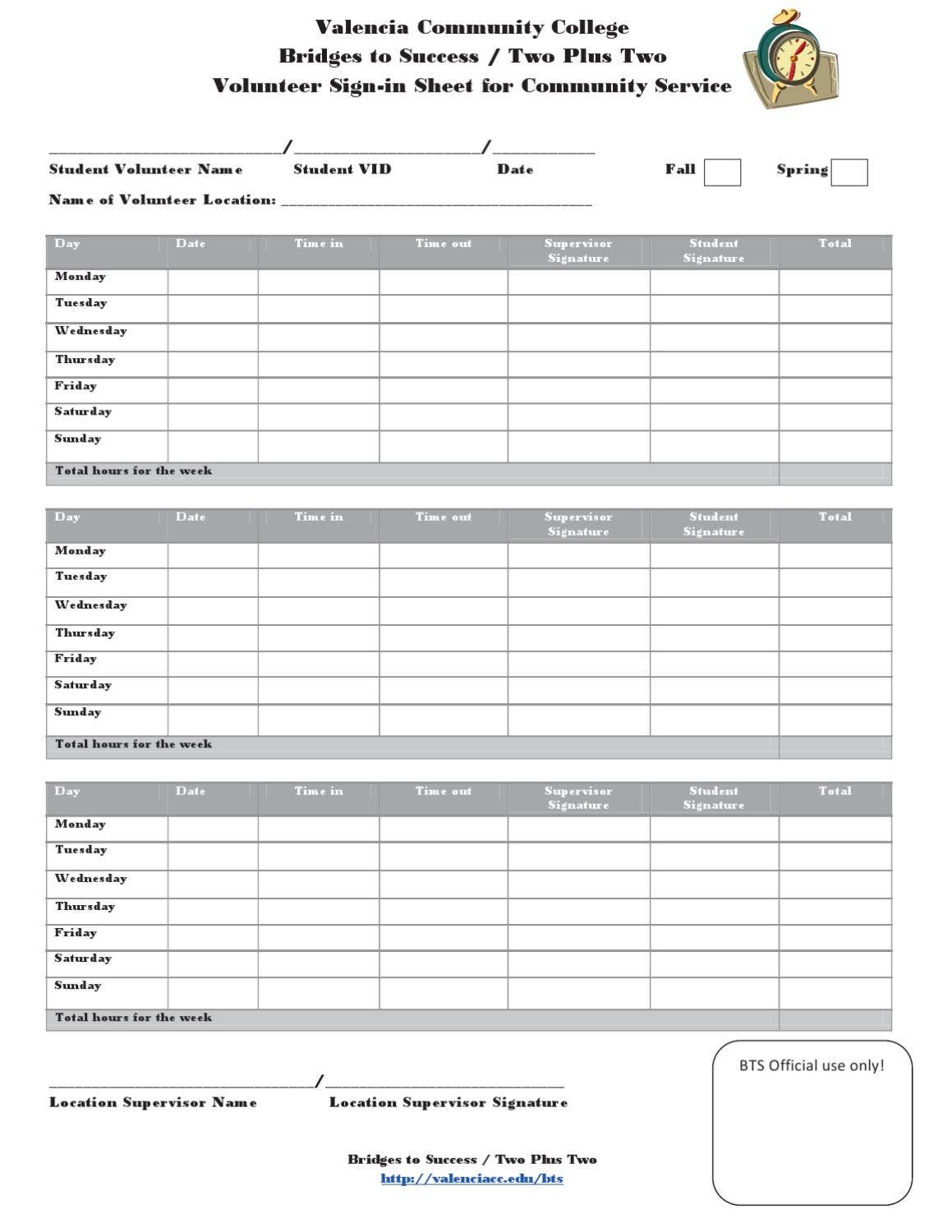 /Bridges_Community_Service_Timesheet_and_Signature by Valencia College ...