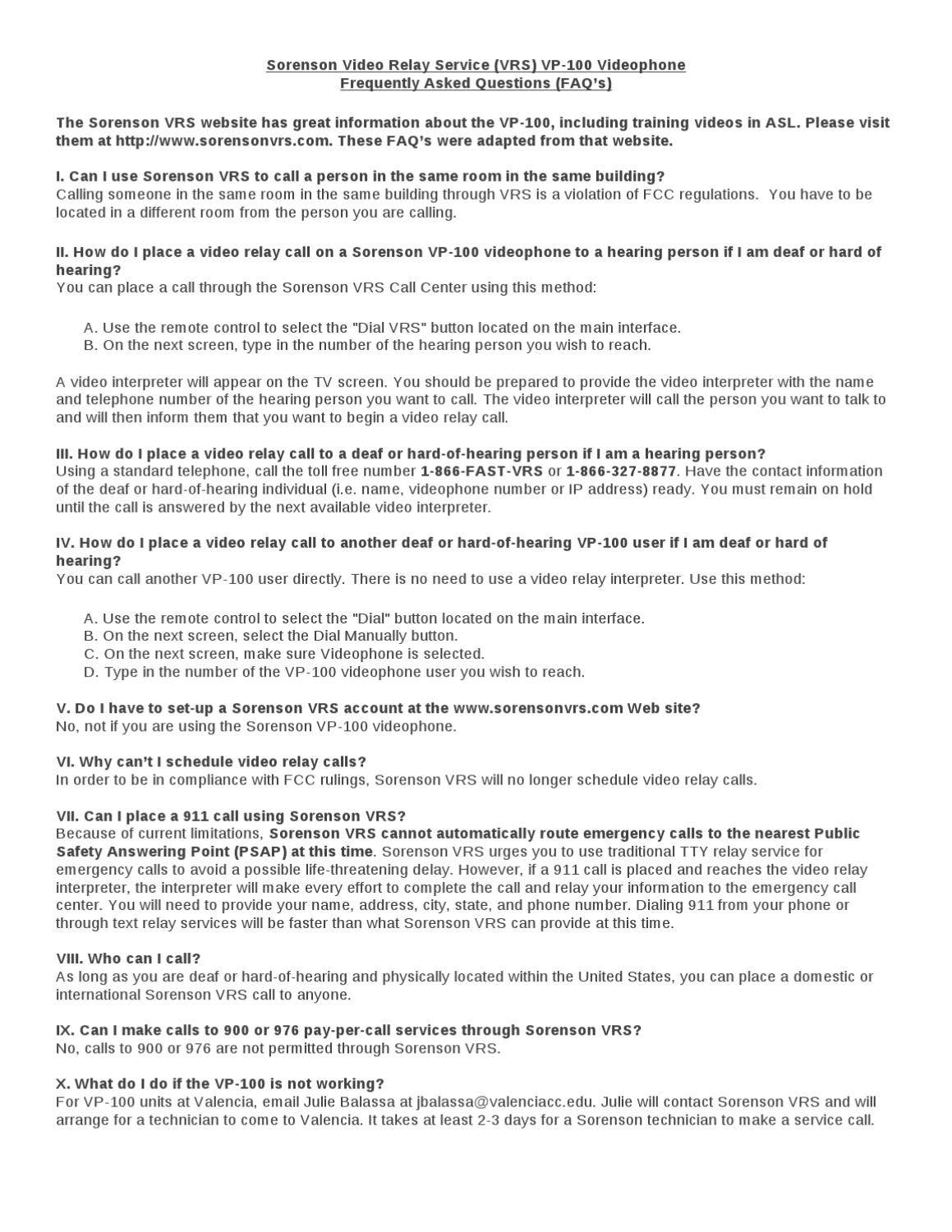 /SorensonVideoRelayServiceFAQ by Valencia College - Issuu