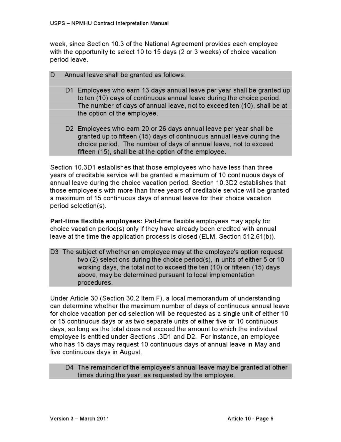 CONTRACT INTERPRETATION MANUAL (CIM) Version 3 by National Postal Mail ...