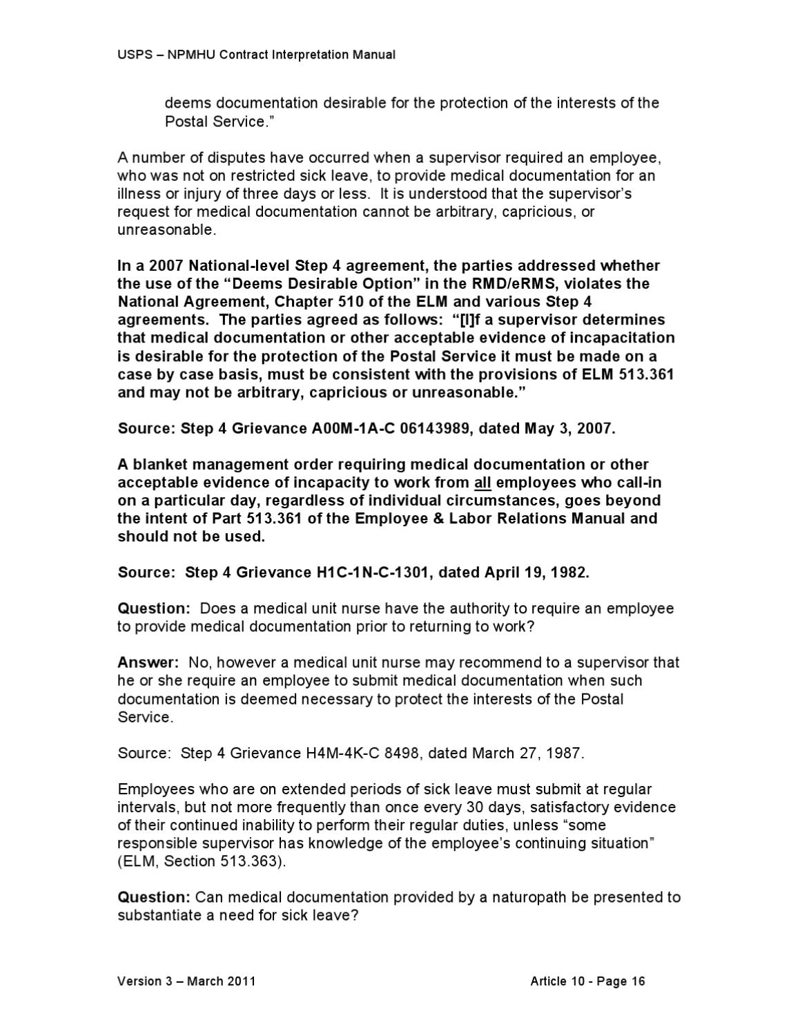 CONTRACT INTERPRETATION MANUAL (CIM) Version 3 by National Postal Mail ...