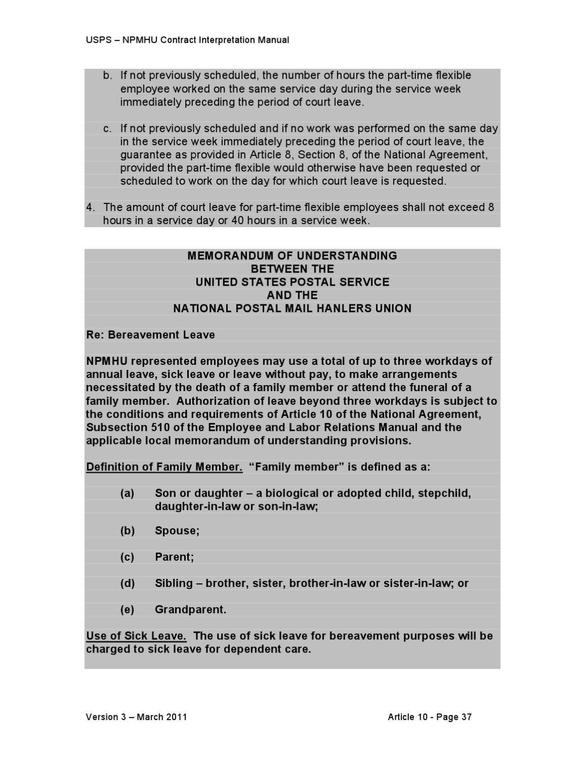 CONTRACT INTERPRETATION MANUAL (CIM) Version 3 by National Postal Mail ...