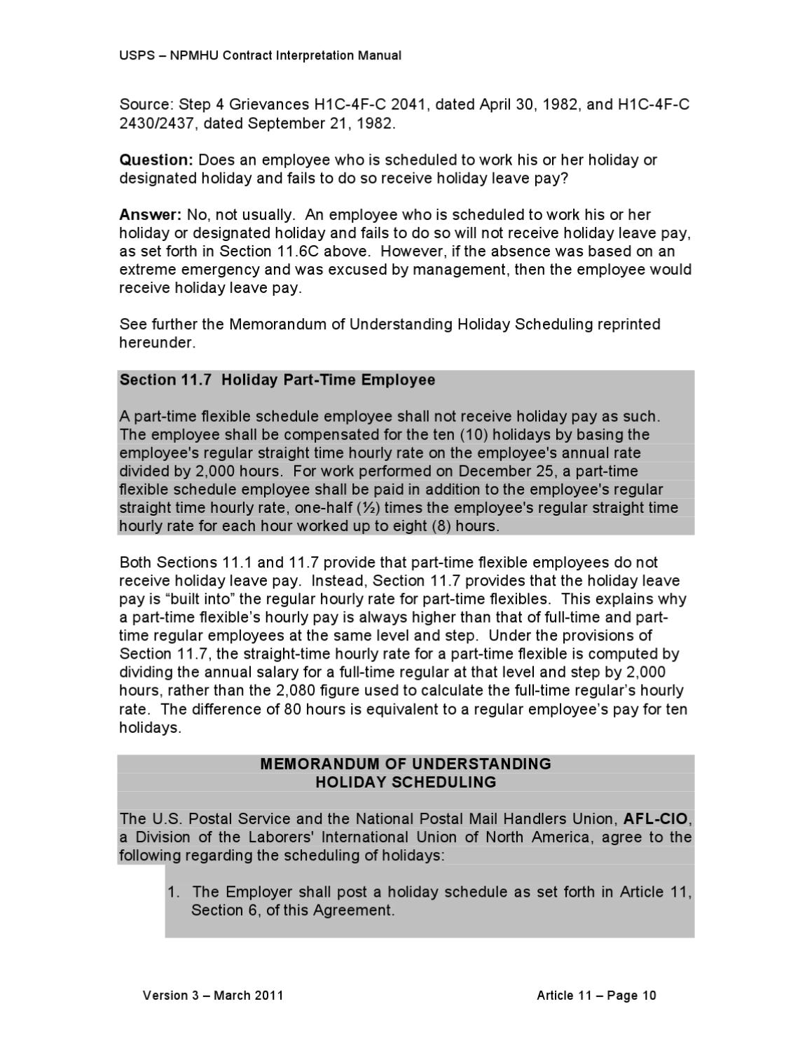 CONTRACT INTERPRETATION MANUAL (CIM) Version 3 by National Postal Mail ...