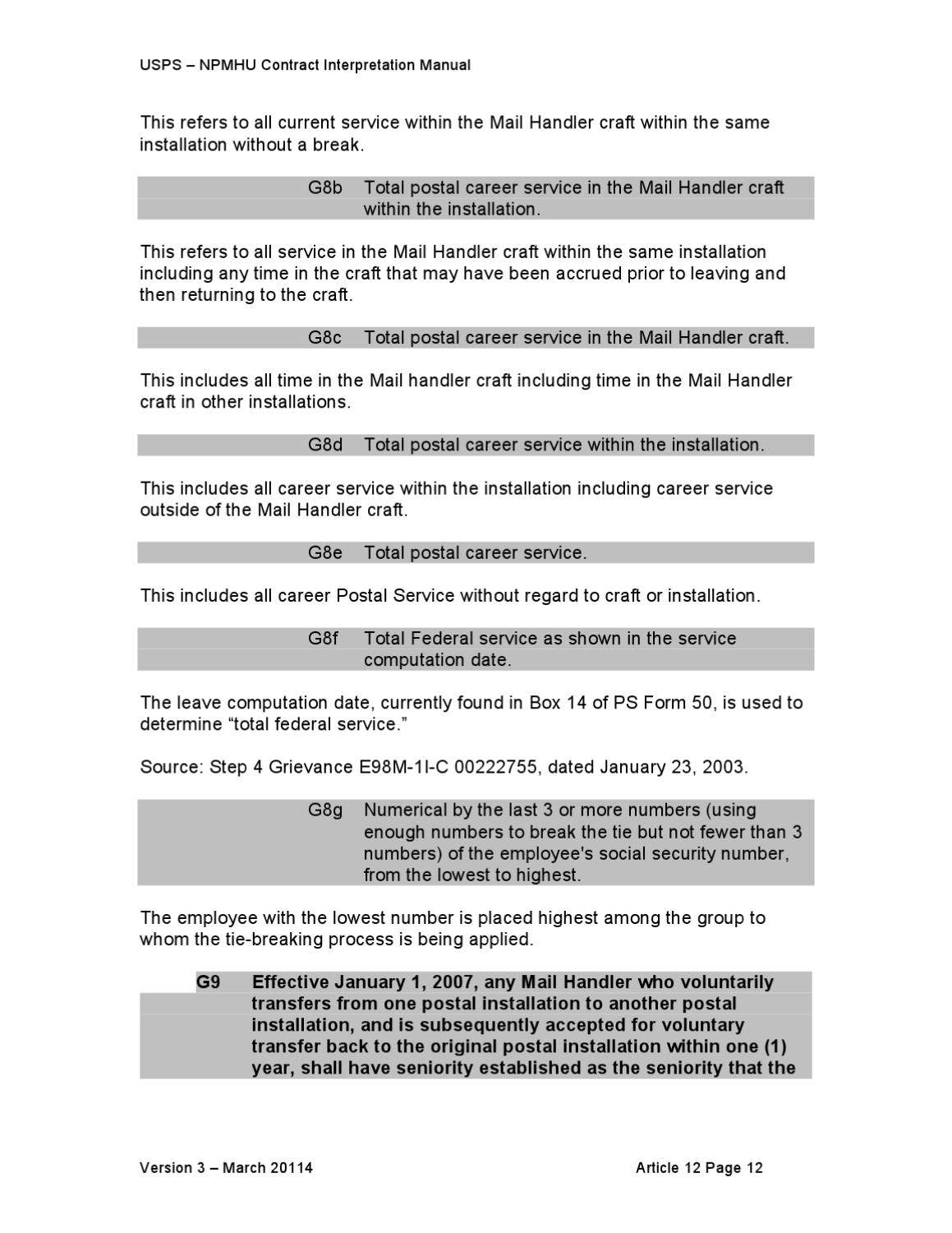 CONTRACT INTERPRETATION MANUAL (CIM) Version 3 by National Postal Mail ...