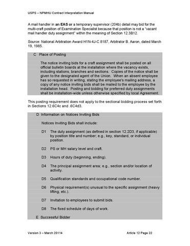 CONTRACT INTERPRETATION MANUAL (CIM) Version 3 by National Postal Mail ...