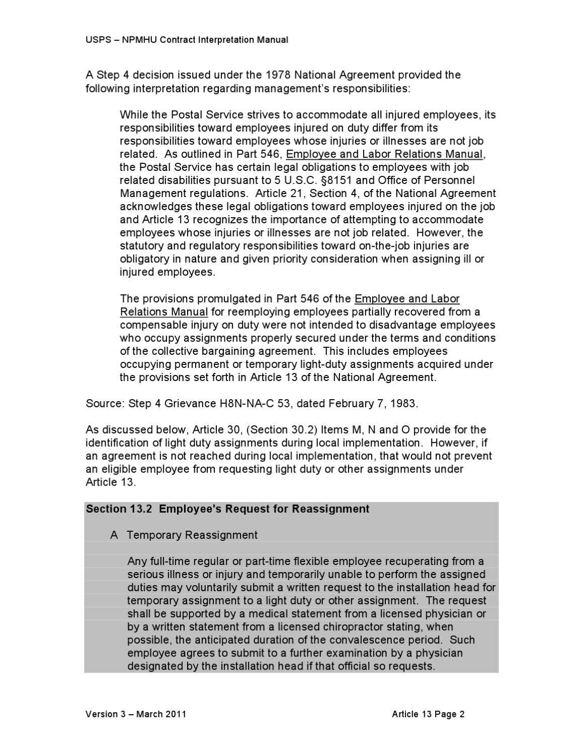 CONTRACT INTERPRETATION MANUAL (CIM) Version 3 by National Postal Mail ...