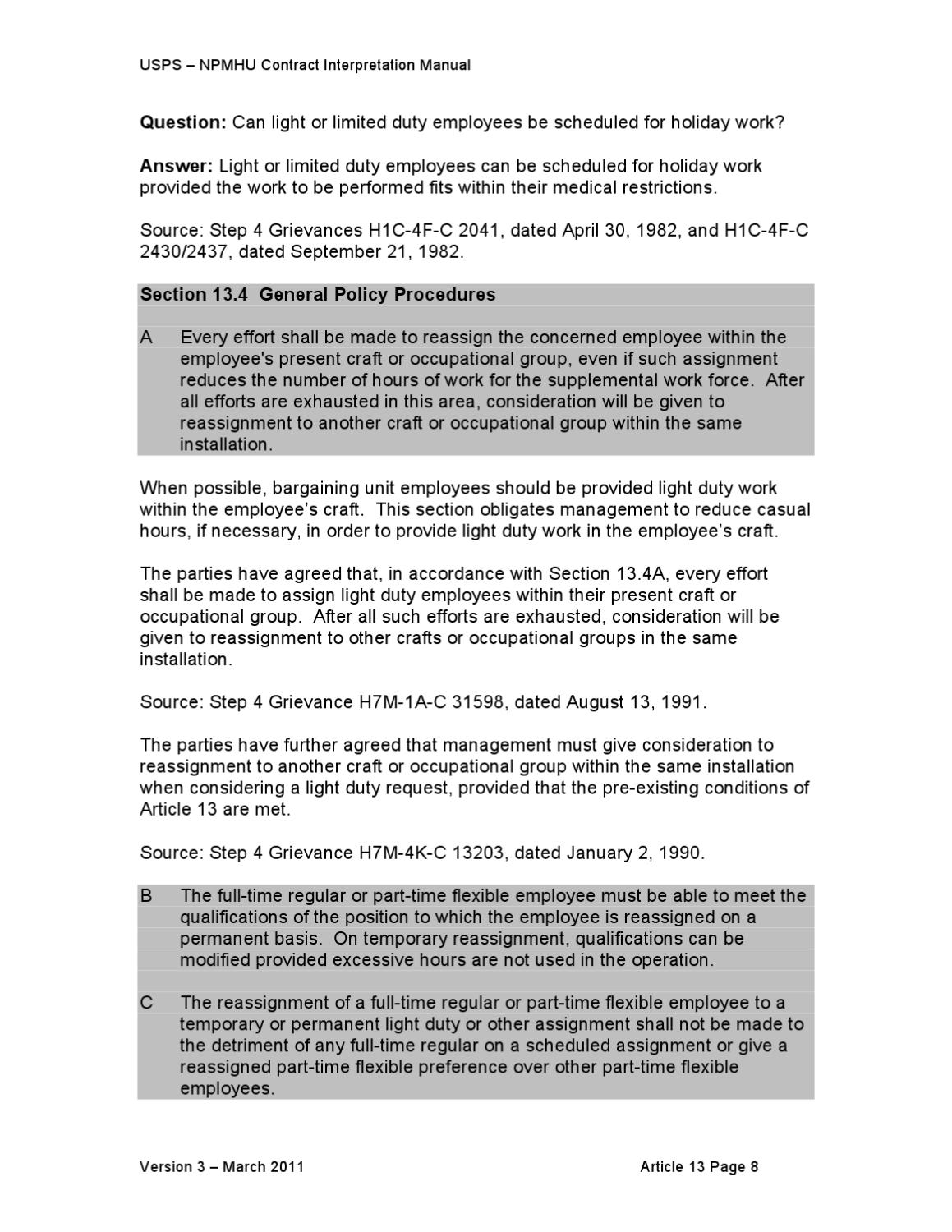 CONTRACT INTERPRETATION MANUAL (CIM) Version 3 by National Postal Mail ...