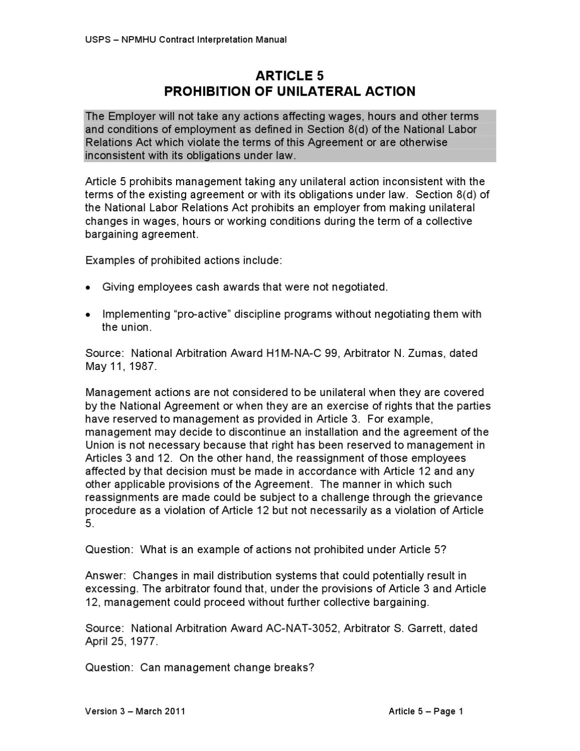 CONTRACT INTERPRETATION MANUAL (CIM) Version 3 by National Postal Mail ...