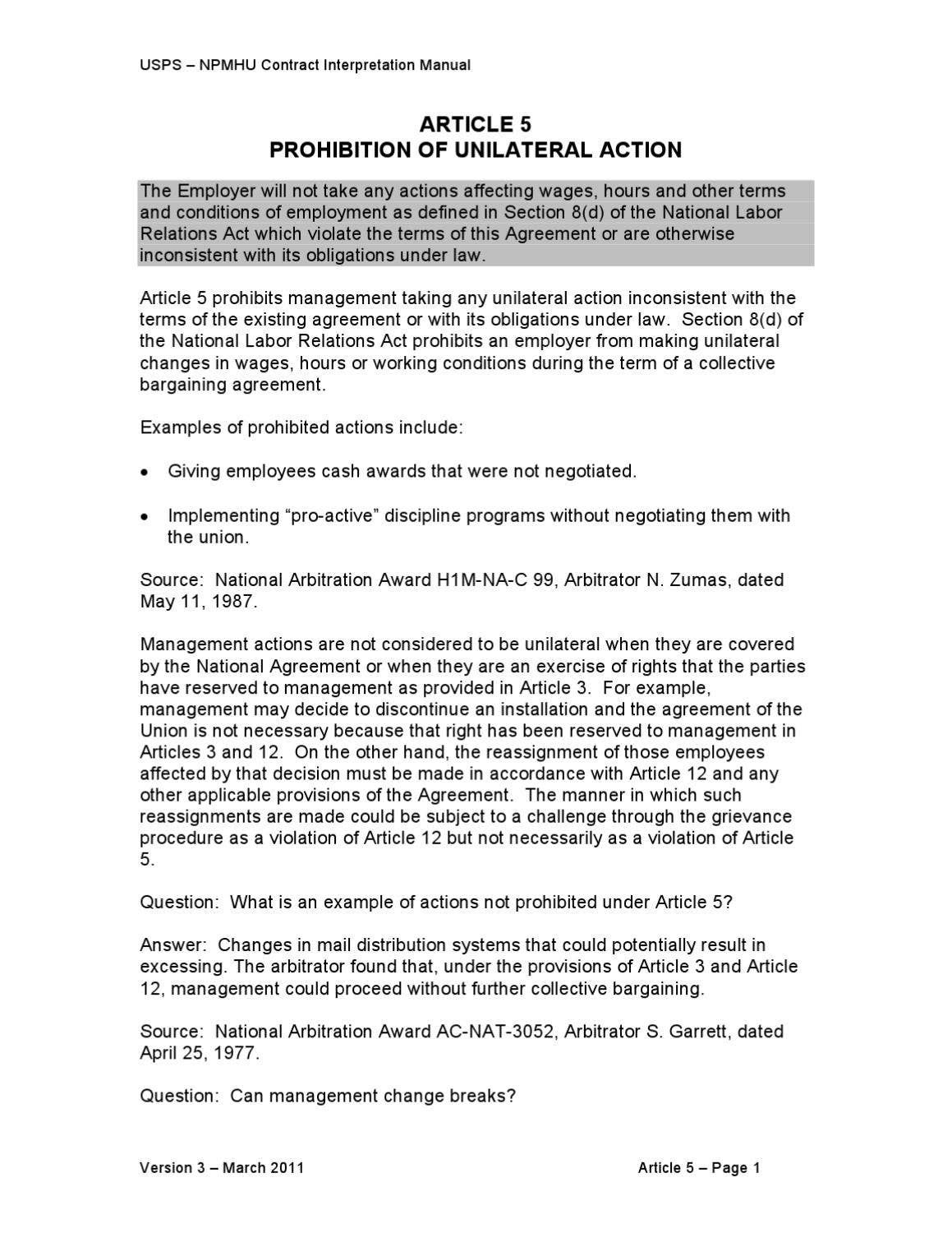 CONTRACT INTERPRETATION MANUAL (CIM) Version 3 by National Postal Mail ...