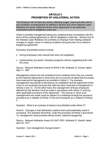 CONTRACT INTERPRETATION MANUAL (CIM) Version 3 by National Postal Mail ...
