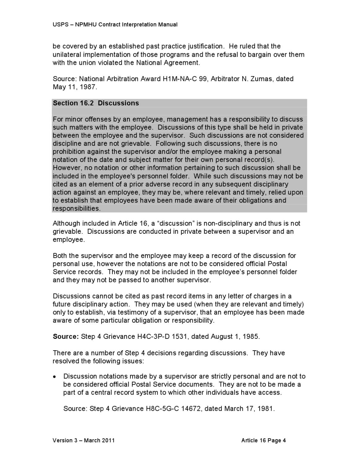 CONTRACT INTERPRETATION MANUAL (CIM) Version 3 by National Postal Mail ...