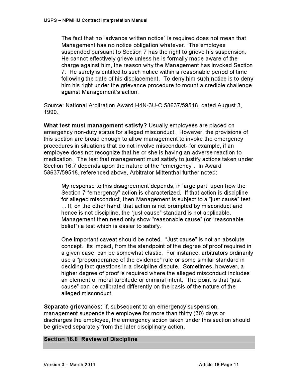 CONTRACT INTERPRETATION MANUAL (CIM) Version 3 by National Postal Mail ...