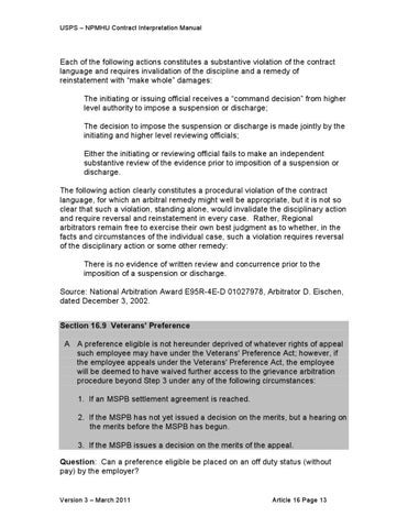 CONTRACT INTERPRETATION MANUAL (CIM) Version 3 by National Postal Mail ...