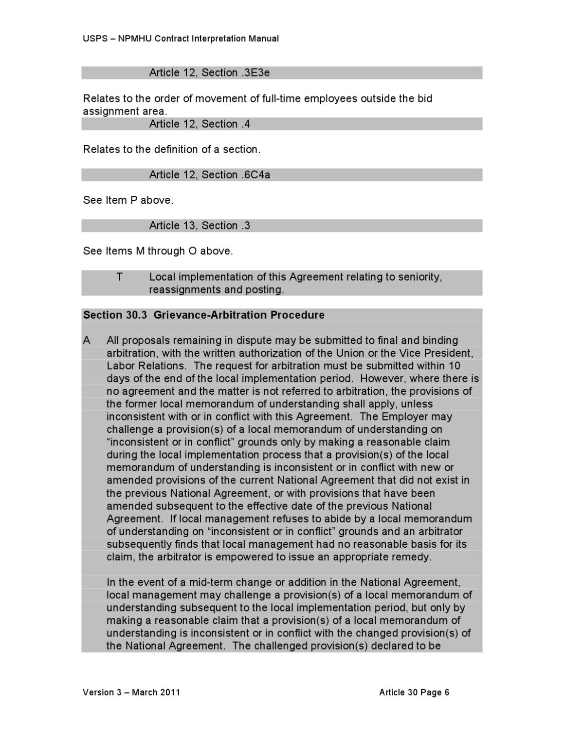 CONTRACT INTERPRETATION MANUAL (CIM) Version 3 by National Postal Mail ...