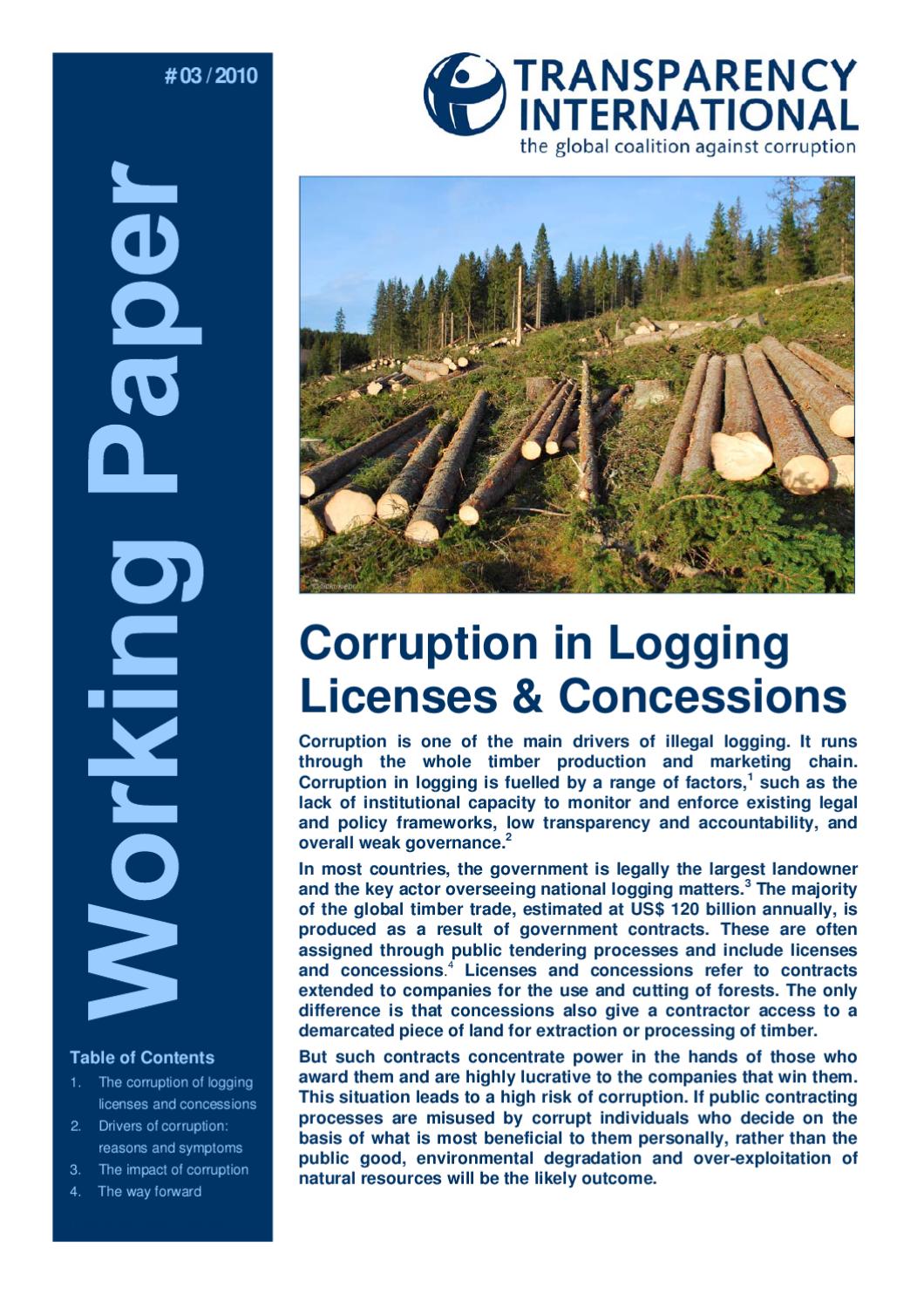 Working Paper No 03/2010: Corruption in Logging Licenses & Concessions ...