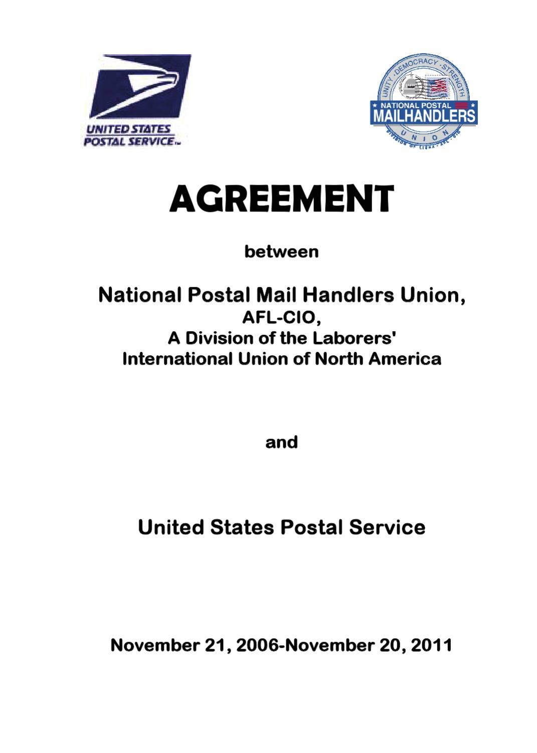NPMHU Nation Agreement 2006--2011 by National Postal Mail Handlers ...